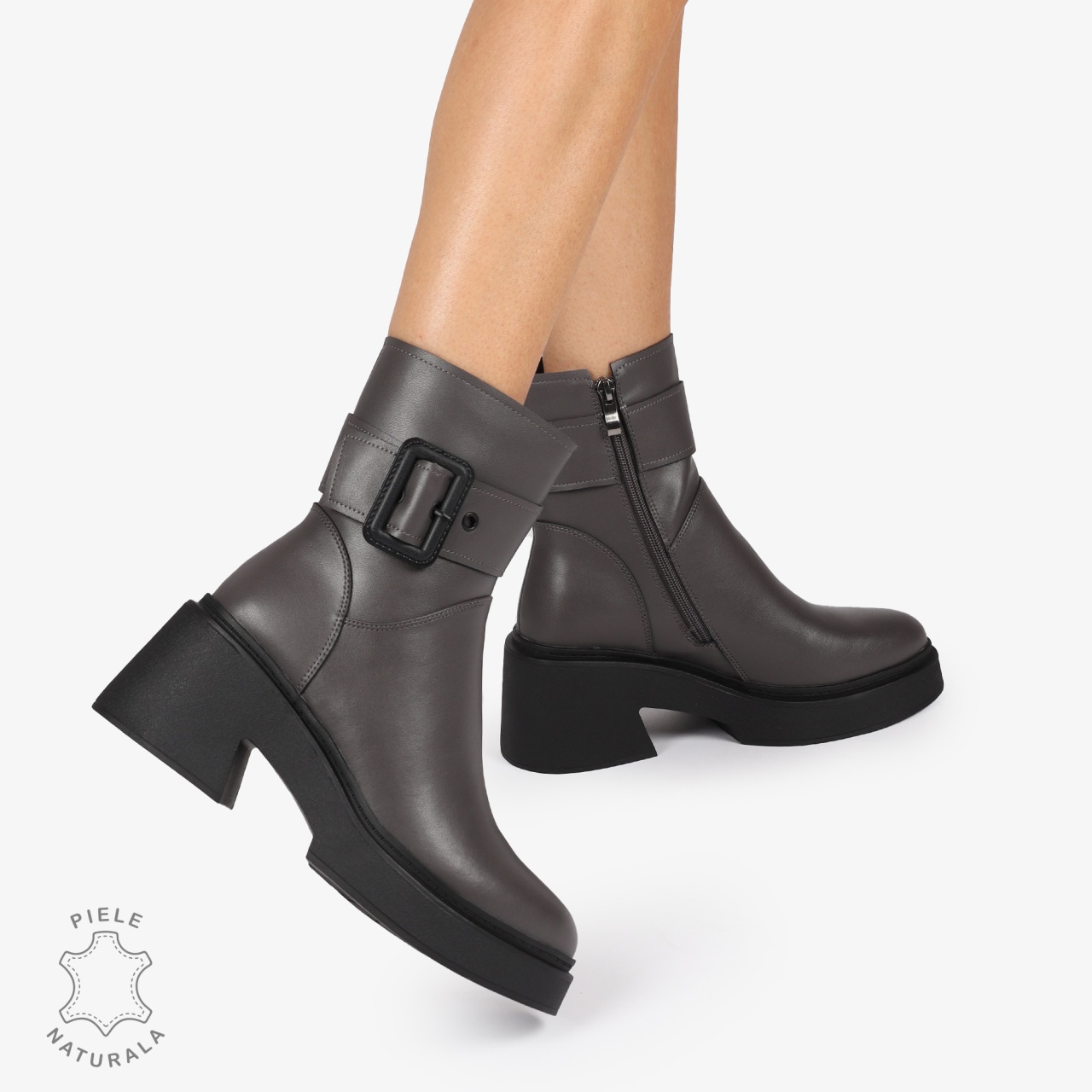 Botine Dama Piele Naturala cu Catarama, Design Modern și Confortabil ...