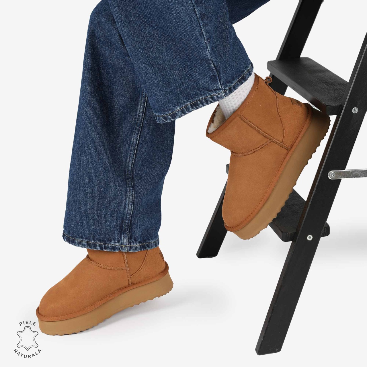 CIZME TIP UG DAMA din PIELE NATURALA INTOARSA CRL0893 CULOARE:CAMEL