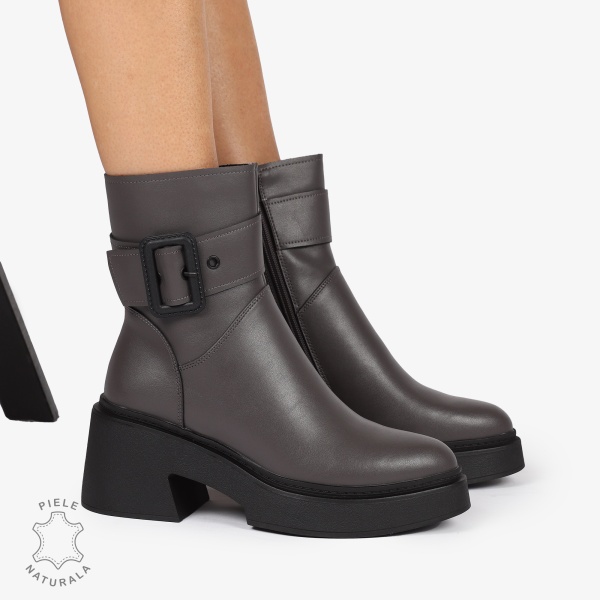 Botine Dama Piele Naturala cu Catarama, Design Modern și Confortabil ...