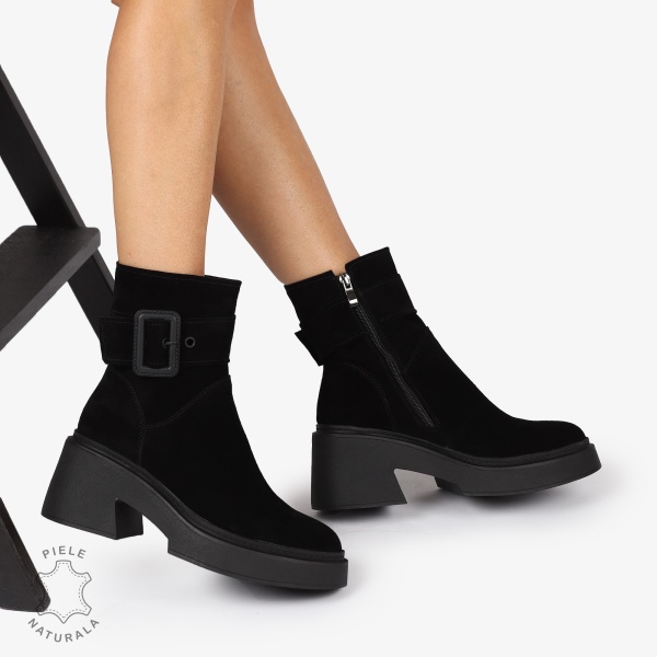 Botine Piele Naturala intoarsa cu Catarama, Design Modern și ...