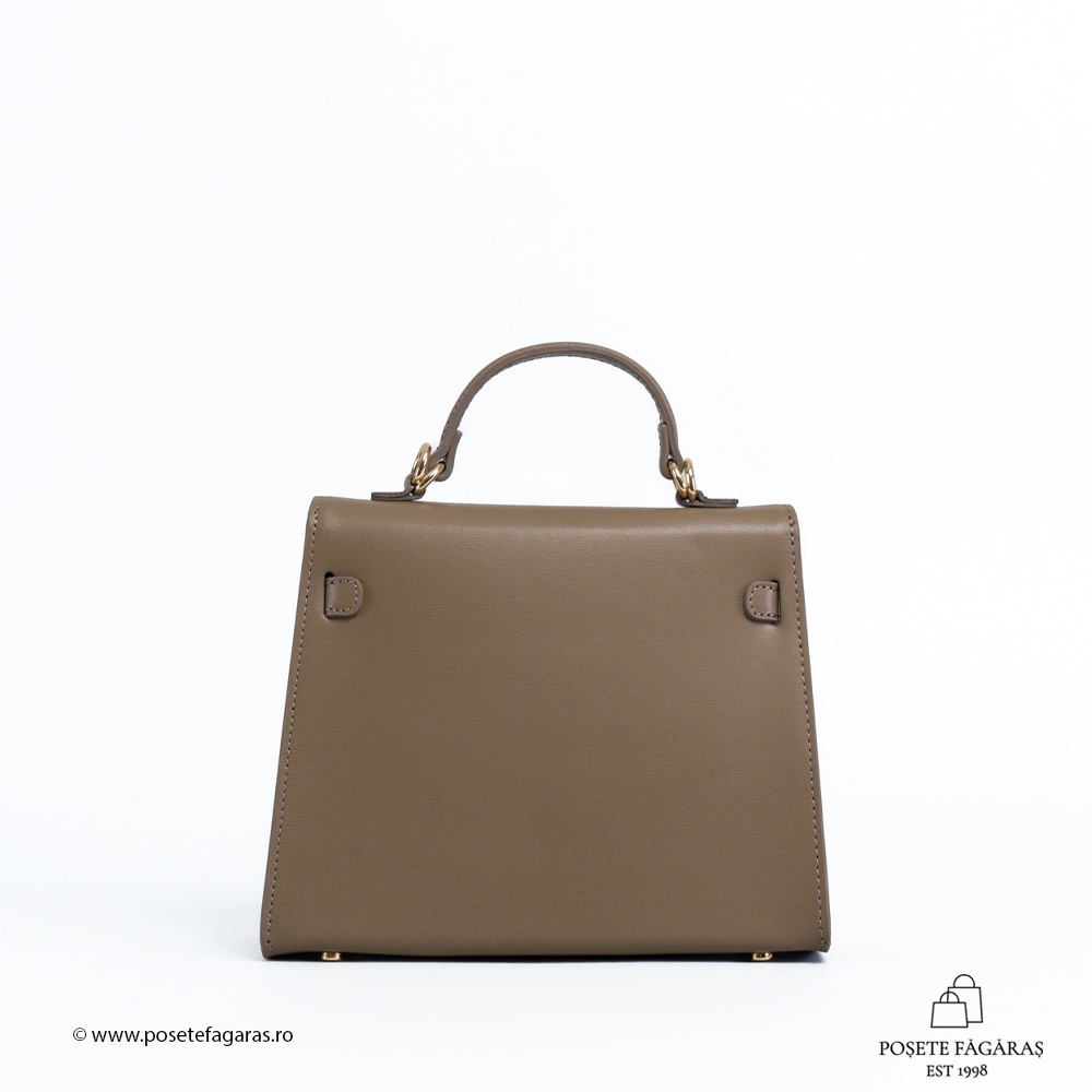 Poseta Thea Slim Mini Taupe din Piele Naturala | Geanta Casual
