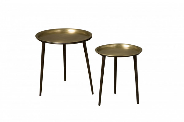 Set 2 masute de cafea rotunde din metal 47x47x51 cm aurii