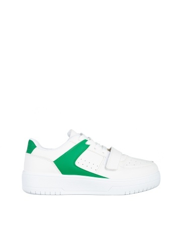Pantofi sport dama albi cu verde din piele ecologica Sonal