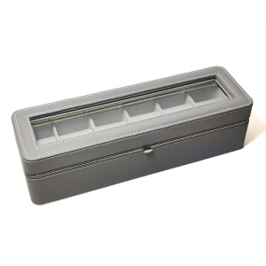 Casetă 6 Ceasuri CF-PU24 | Piele Ecologică Negru Gri Verde Maro